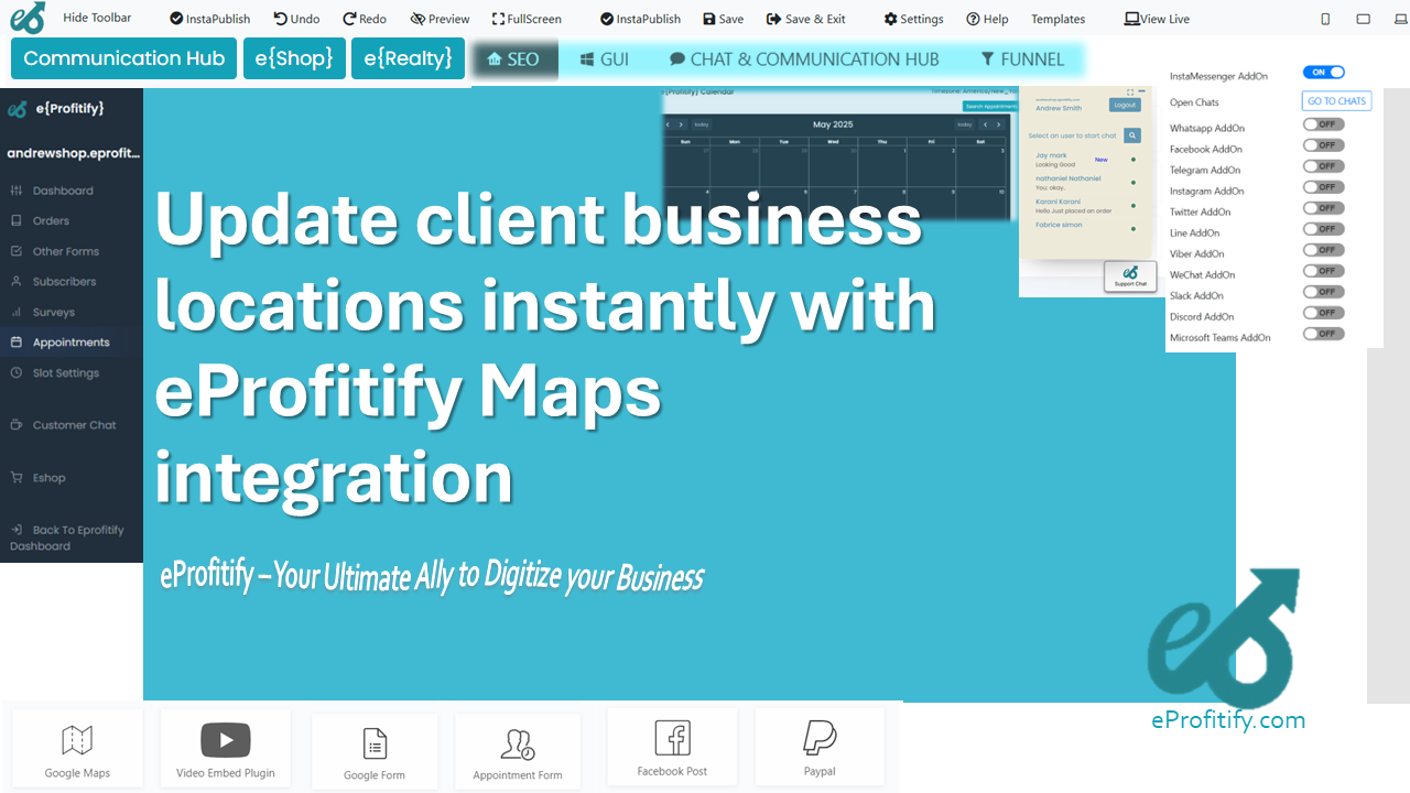 Update client business locations instantly with eProfitify Maps integration